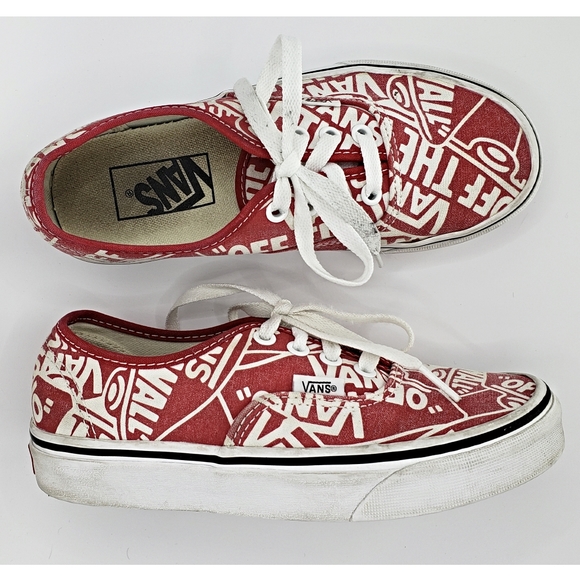 Vans | Shoes | Vans Off The Wall Red Logo Sneakers | Poshmark
